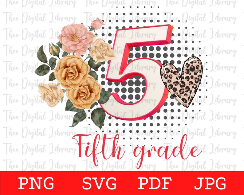 Back to School PNG SVG File for Sublimation Fifth Grade - Etsy