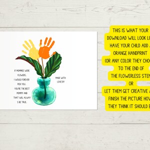 Mother's Day Crafts,printable Handprint Craft PDF, Sunflower Handprint ...