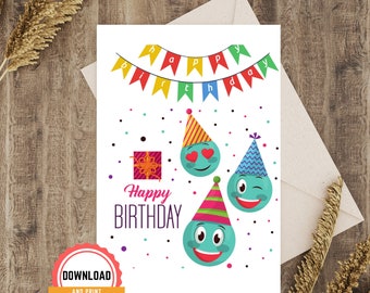 Happy Birthday Printable Card / Instant Download PDF / Birthday Card ...
