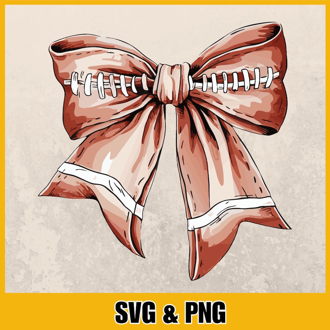 Retro Football Coquette Bow Svg , Coquette Football Svg , Football Bow ...