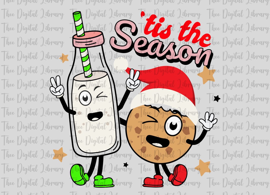Christmas Milk and Cookies Png, Cute Christmas, Retro Christmas Png ...