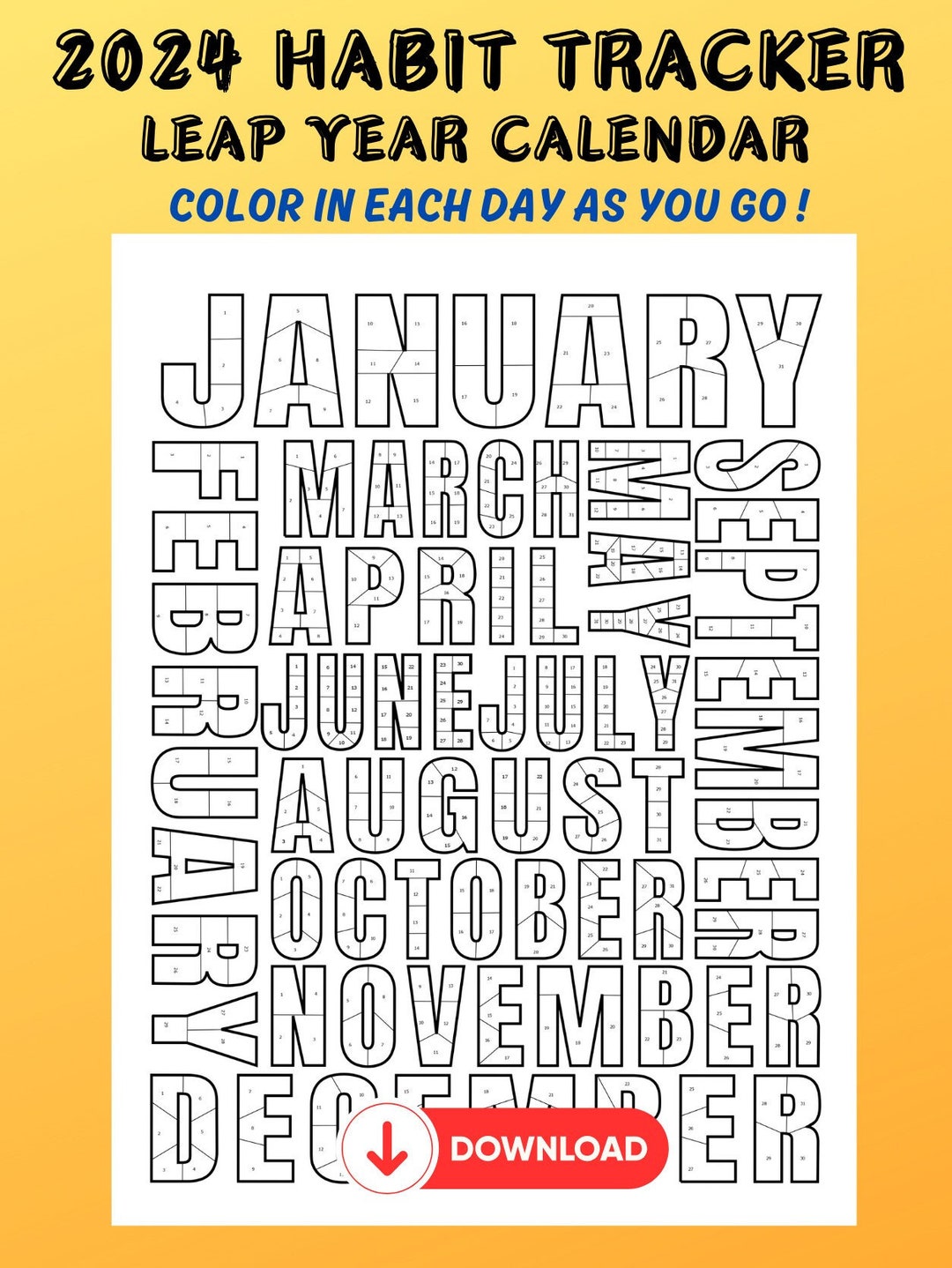 2024 LEAP YEAR Habit Tracker, 366 Daily Fitness Workout Tracker,habit ...