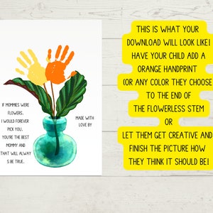 Mother's Day Crafts,printable Handprint Craft PDF, Sunflower Handprint ...