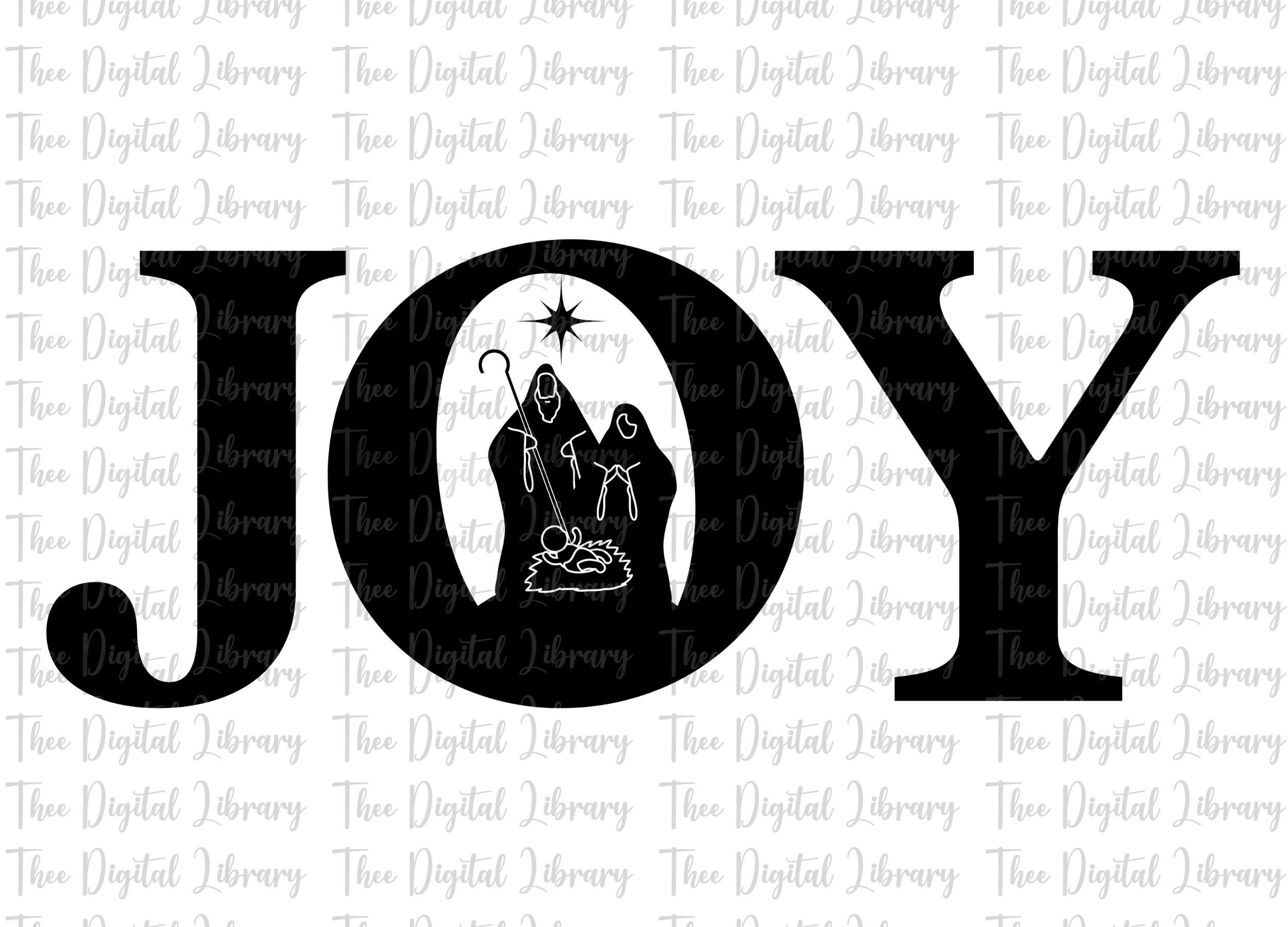 Holiday Clipart Black Word Joy in Fancy Lettering With Baby Jesus ...