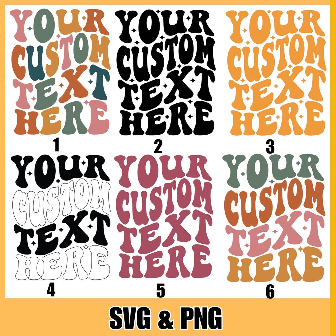 Custom Wavy Stacked Svg, Custom Wavy Text Svg, Personalized Text ...