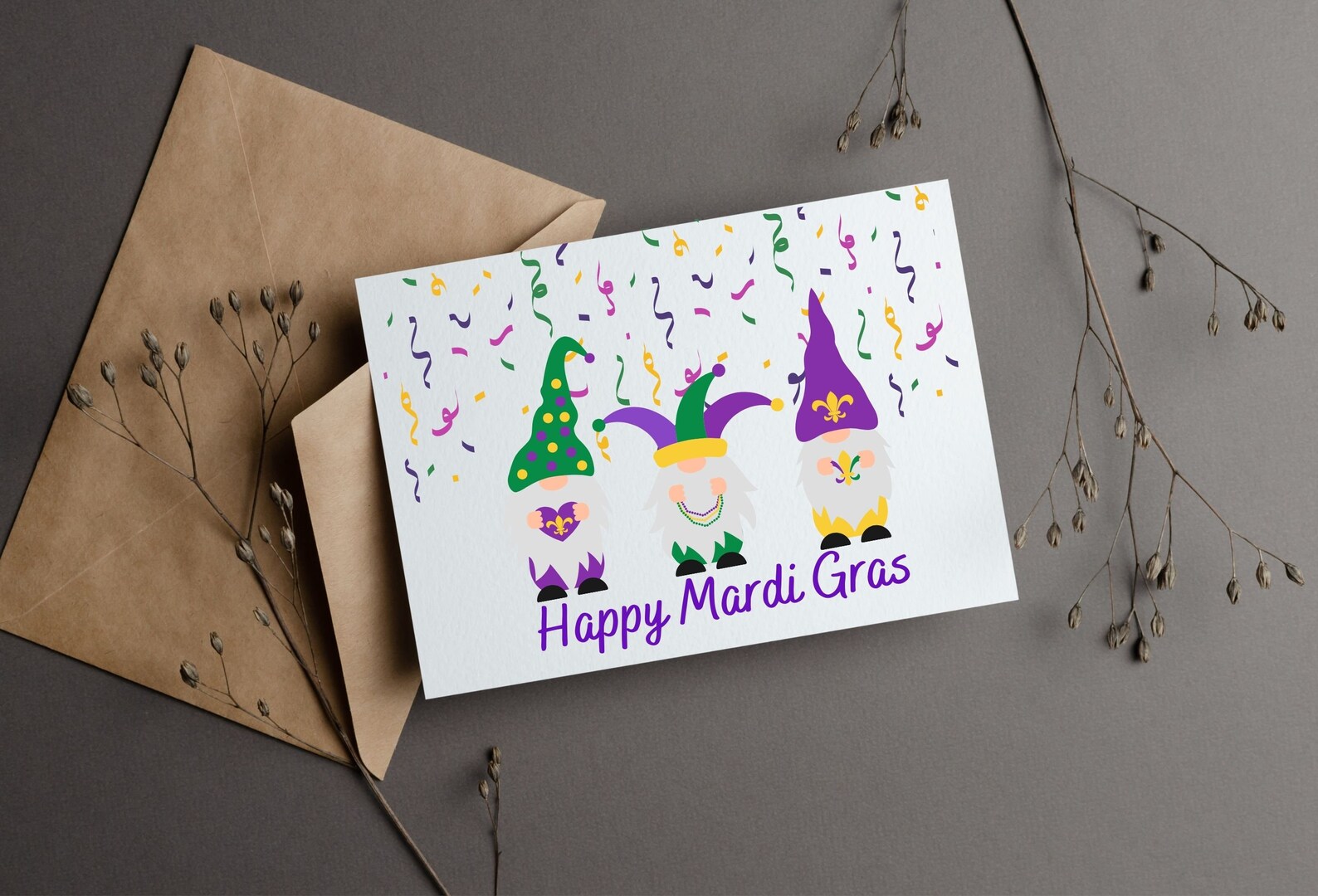 Happy Mardi Gras Greeting Card Download and Print Mardi Gras | Etsy