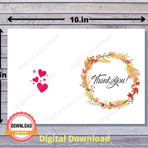 Printable Thank You Card, Digital Thank You Card, Instant Download Card ...