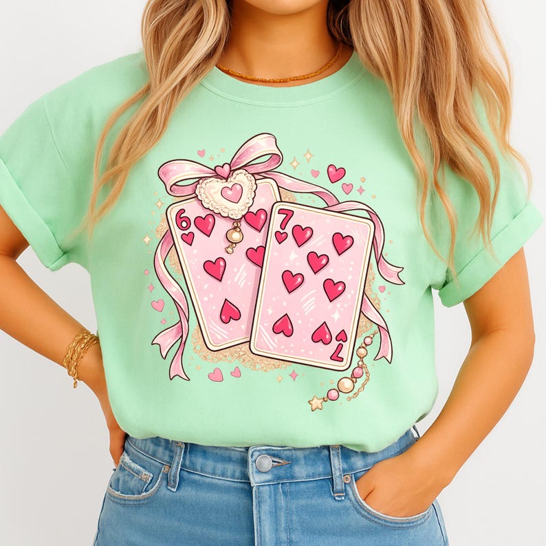 Valentine Playing Cards 6 & 7 PNG, Cute Coquette Hearts Design, Preppy ...