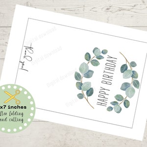 Printable Birthday Card, Greenery Card, Happy Birthday, Botanical ...