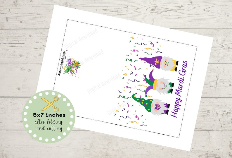 Happy Mardi Gras Greeting Card Download and Print Mardi Gras | Etsy