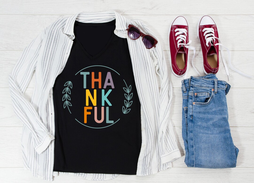 Colorful Thankful SVG & PNG File, Thanksgiving Sublimation File - Etsy