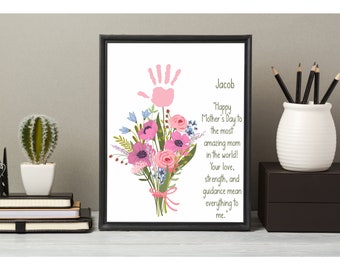 Mother's Day Craft Handprint Art Birthday Activity Floral Bouquet ...