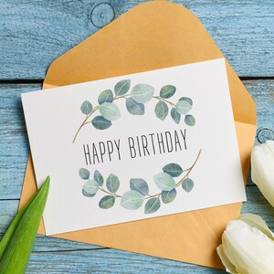 Printable Birthday Card, Greenery Card, Happy Birthday, Botanical ...