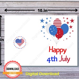 Happy 4th of July Greeting Card, Printable Independence Day Greeting ...