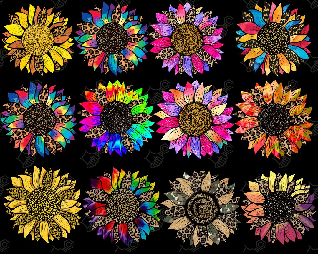 Sunflower Png Colorful Sunflower Sublimation Designs Bright Flower ...