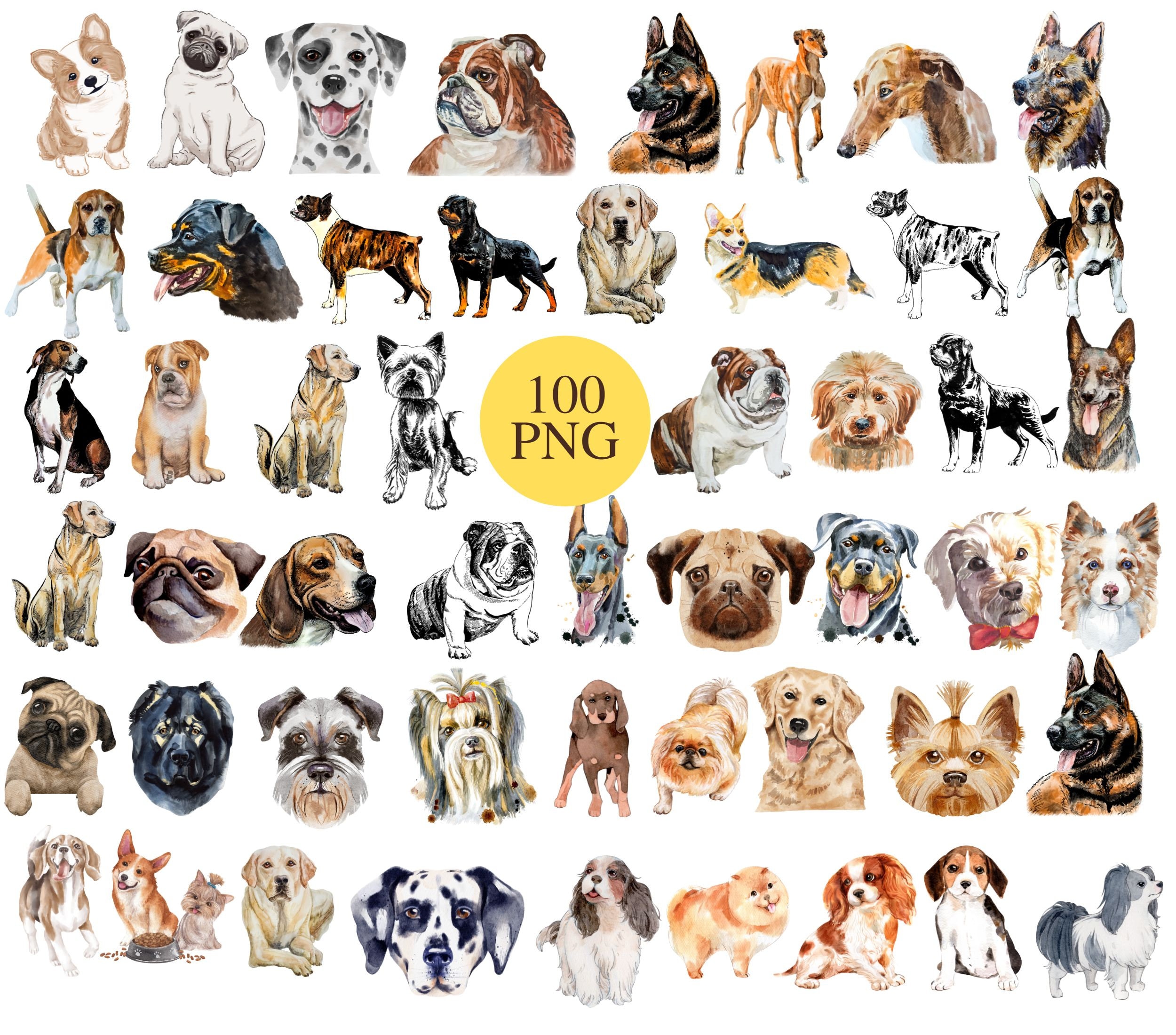 DOG PNG Bundle Dogs Clipart Dogs Silhouette Dogs Designs - Etsy