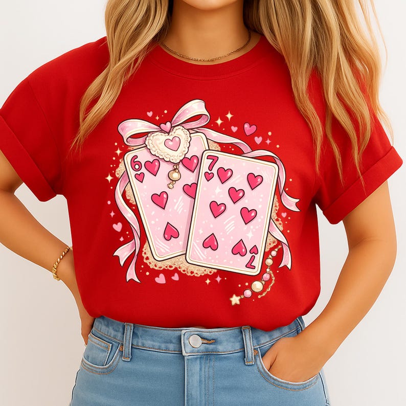 Valentine Playing Cards 6 & 7 PNG, Cute Coquette Hearts Design, Preppy ...