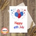 Happy 4th of July Greeting Card, Printable Independence Day Greeting ...