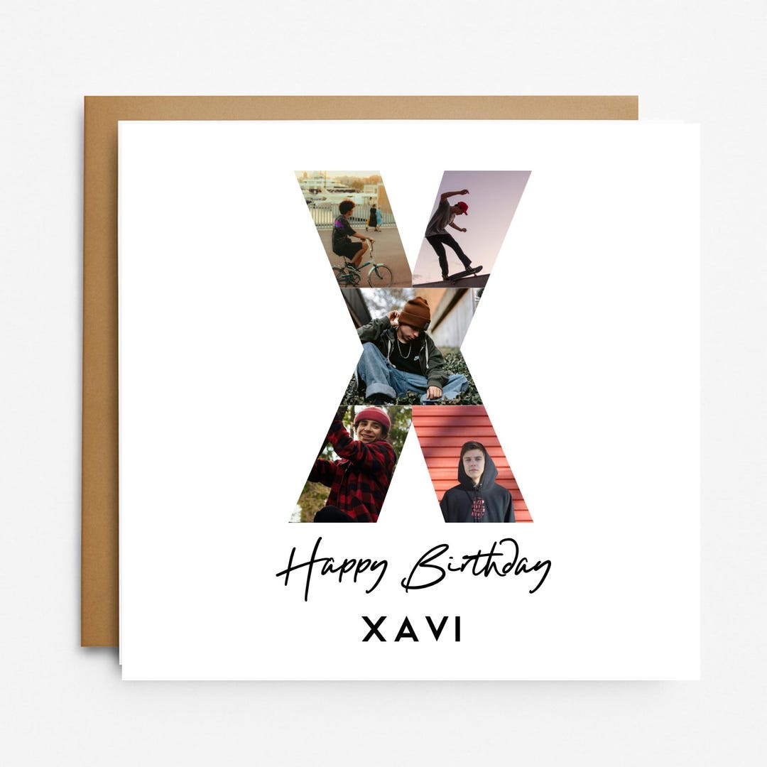 Personalised Letter X Photo Collage Card - Alphabet Card - Birthday ...