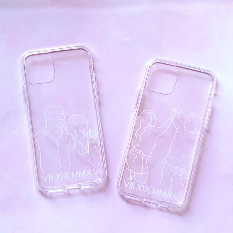 Matching Custom Phone Cases COUPLES Outline Phone Cases 2 - Etsy