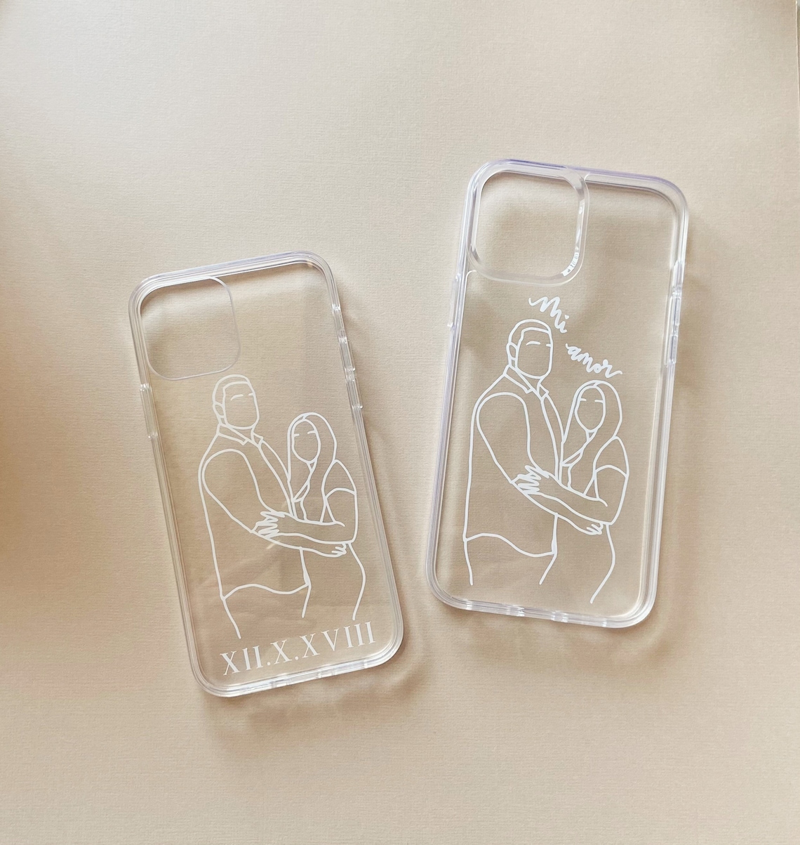 Matching Custom Phone Cases COUPLES Outline Phone Cases 2 - Etsy