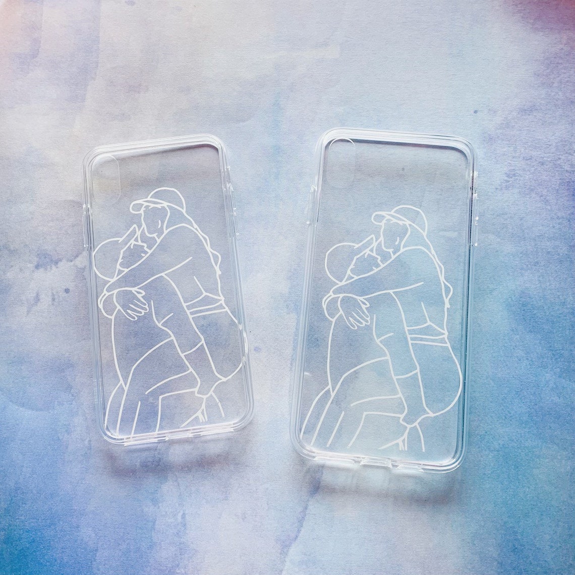 Matching Custom Phone Cases COUPLES Outline Phone Cases 2 - Etsy