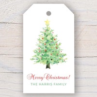 Personalized Watercolor Christmas Calling Card or Sticker Wreath Bow ...