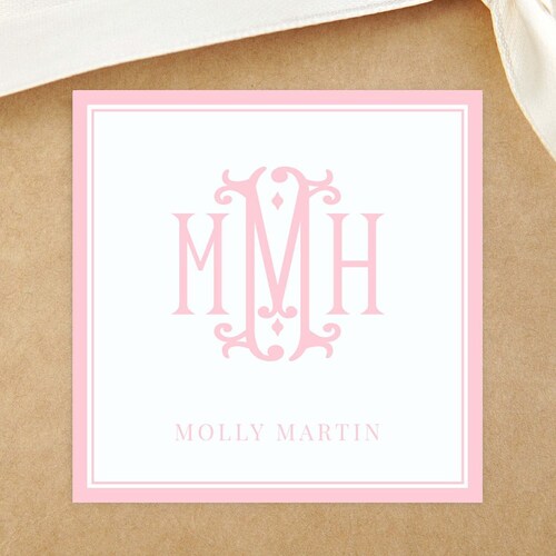 Personalized Pink Monogram Calling Card Women Enclosure Card - Etsy