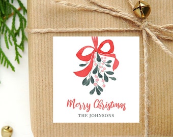 Personalized Watercolor Christmas Calling Card or Sticker - Etsy
