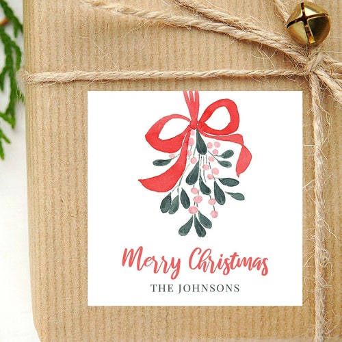 Personalized Watercolor Christmas Calling Card or Sticker - Etsy