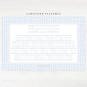 Personalized Watercolor Dog Placemat, Laminated Gingham Boy Placemat - Etsy