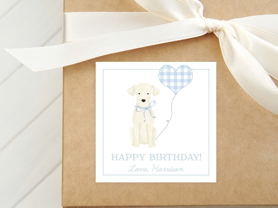 Personalized Birthday Labrador Calling Card | Boy Yellow Lab Enclosure ...