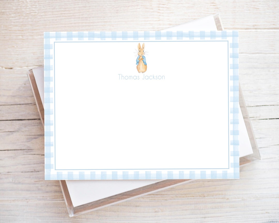 Personalized Watercolor Peter Rabbit Stationery, Boy Flat Notecard Set ...