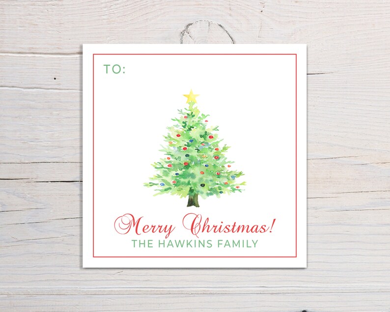 Personalized Watercolor Christmas Tree Calling Card or | Etsy