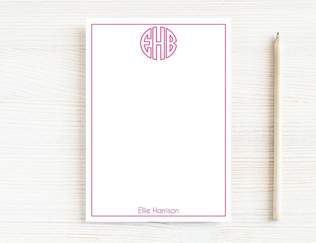 Personalized Circle Monogram Notepad, Colorful Family Notepad - Etsy