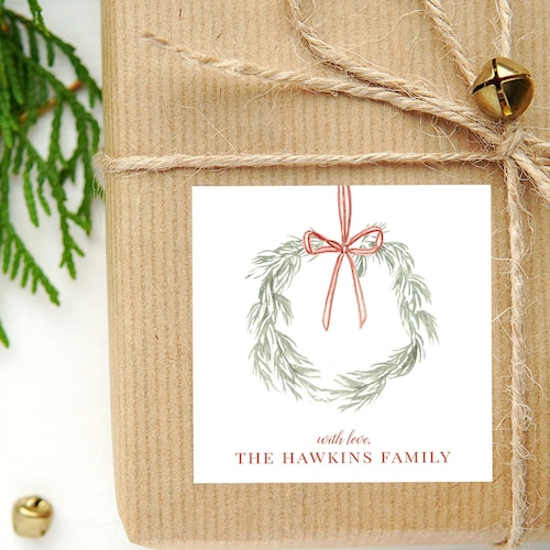 Personalized Watercolor Christmas Calling Card or Sticker - Etsy
