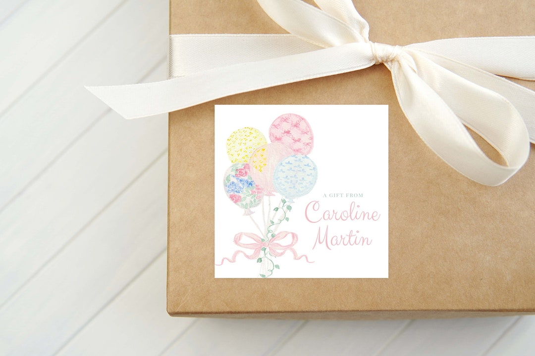 Personalized Watercolor Happy Birthday Calling Card, Balloons Enclosure ...