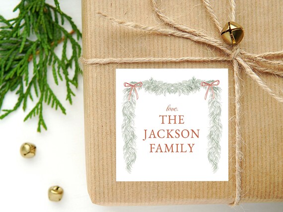 Personalized Watercolor Christmas Calling Card or Sticker - Etsy