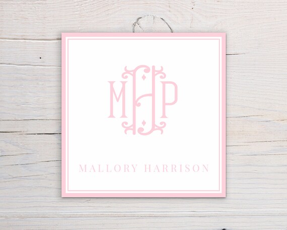 Personalized Pink Monogram Calling Card Women Enclosure Card | Etsy