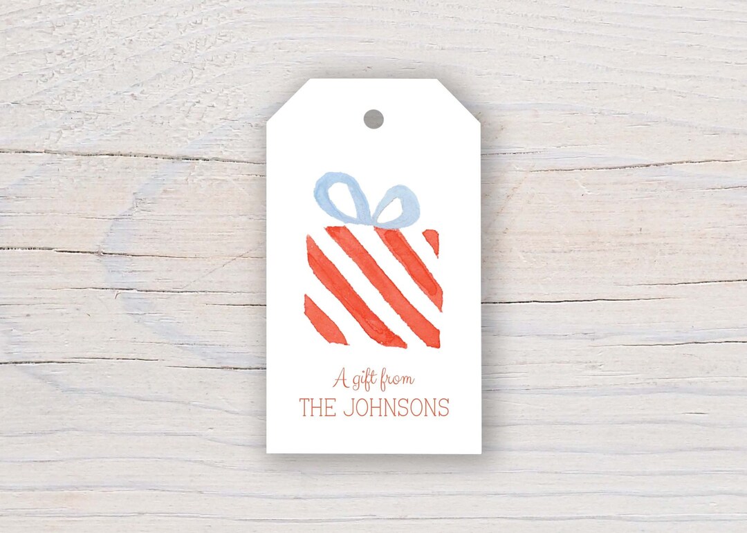 Personalized 2 X 3.5 Inch Watercolor Christmas Present Gift Tags ...