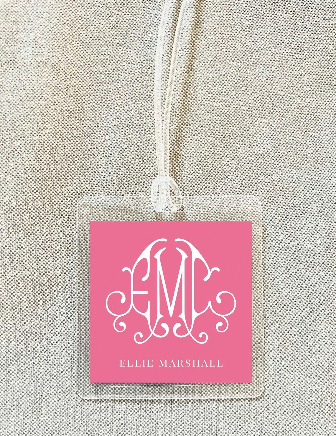 Personalized Interlocking Monogram Bag Tag, Family Square Luggage Tag ...