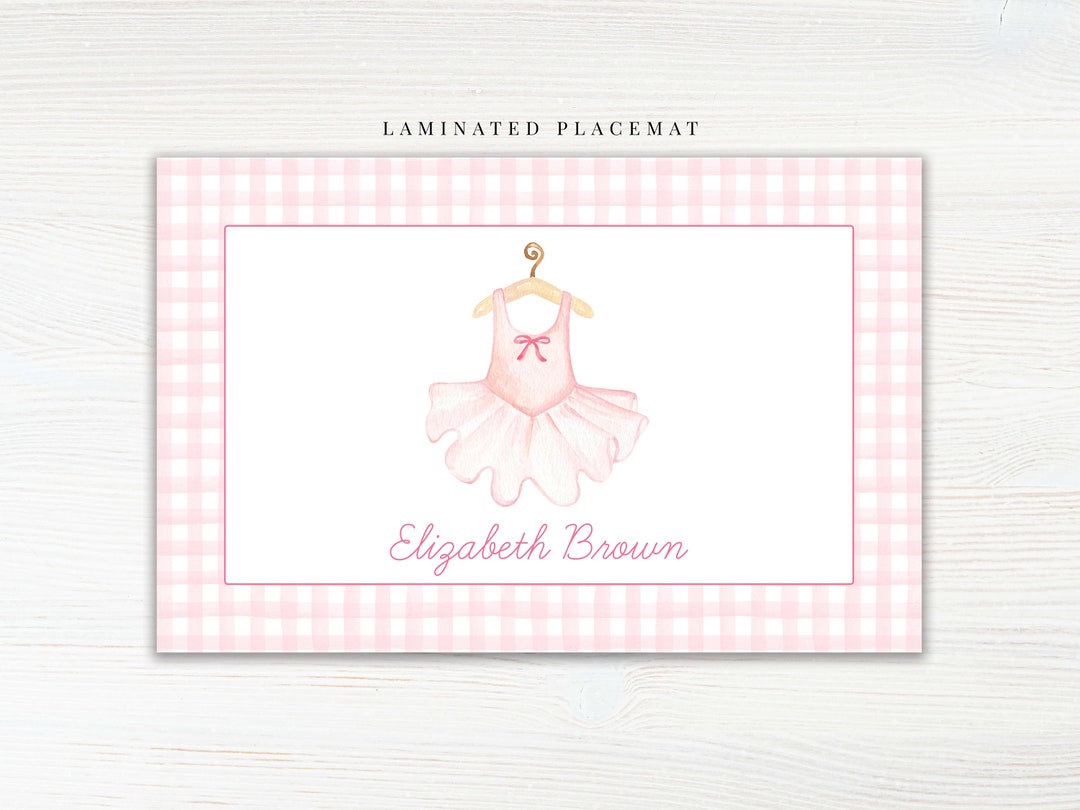 Personalized Watercolor Ballerina Placemat, Pink Girl Ballet Placemat ...