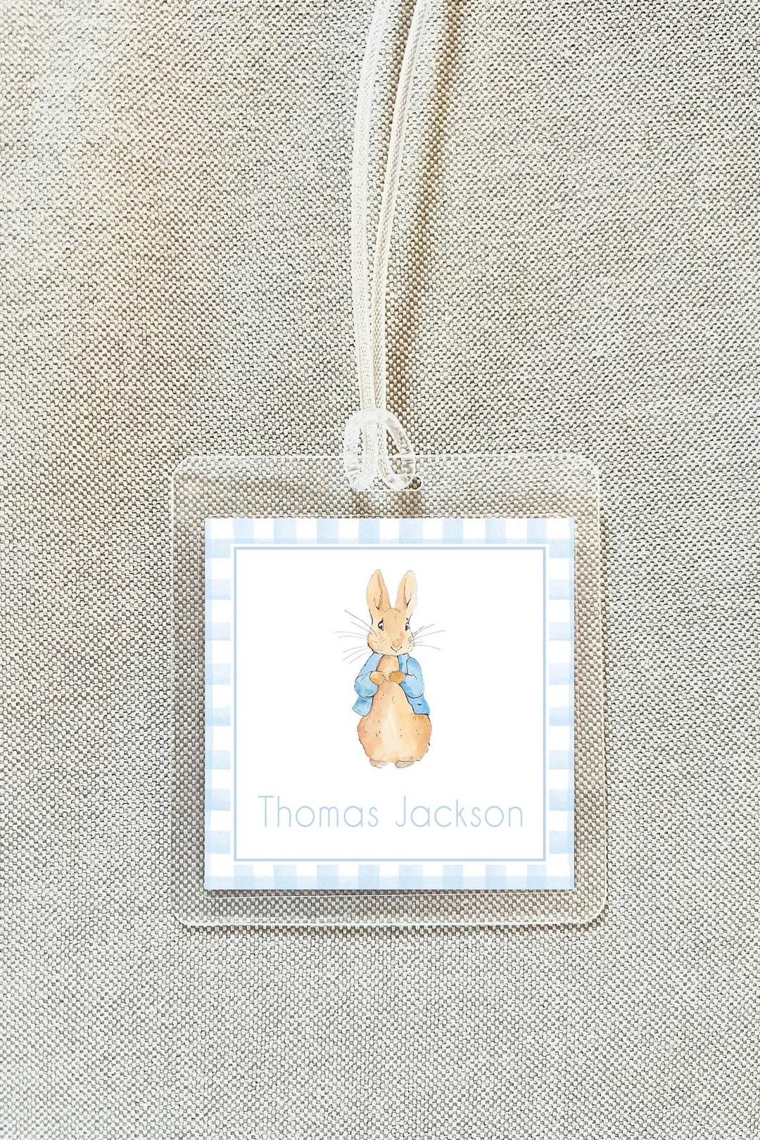 Personalized Watercolor Peter Rabbit Bag Tag, Laminated Boy Luggage Tag ...