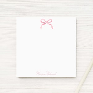 Personalized Watercolor Pink Bow Notepad, Women Bow Notepad - Etsy