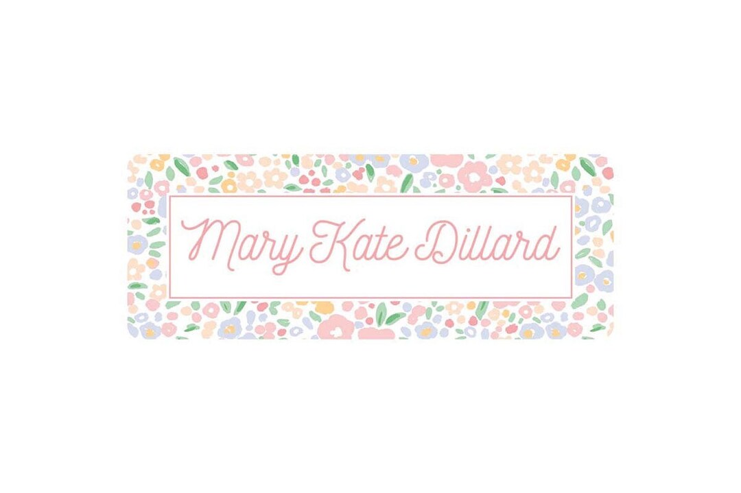 60 Personalized Vinyl Floral Name Labels | *NOT Dishwasher Safe* - Etsy