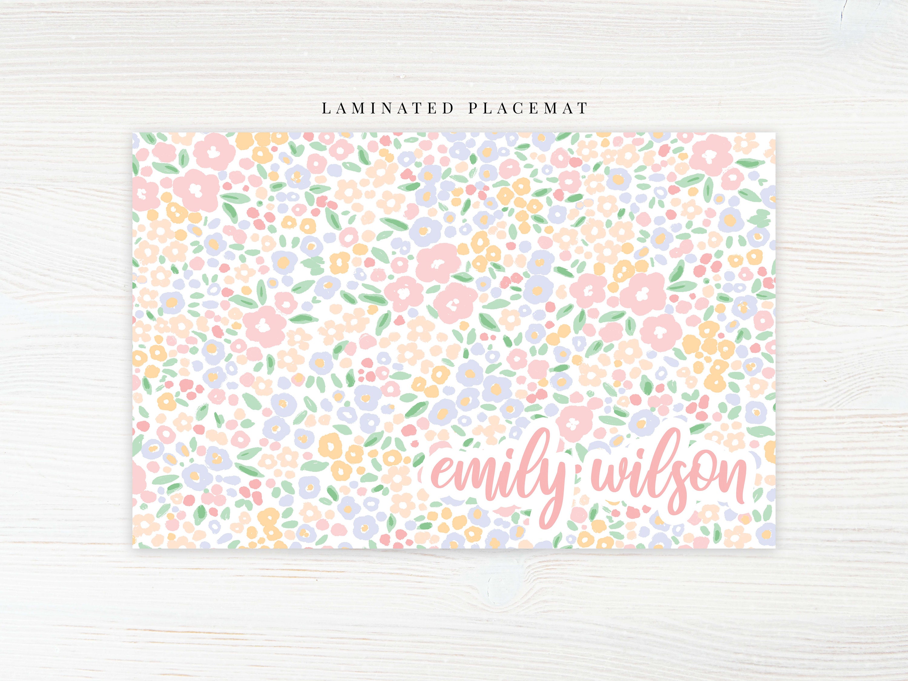 Personalized Watercolor Floral Placemat Pink Girl Placemat Etsy