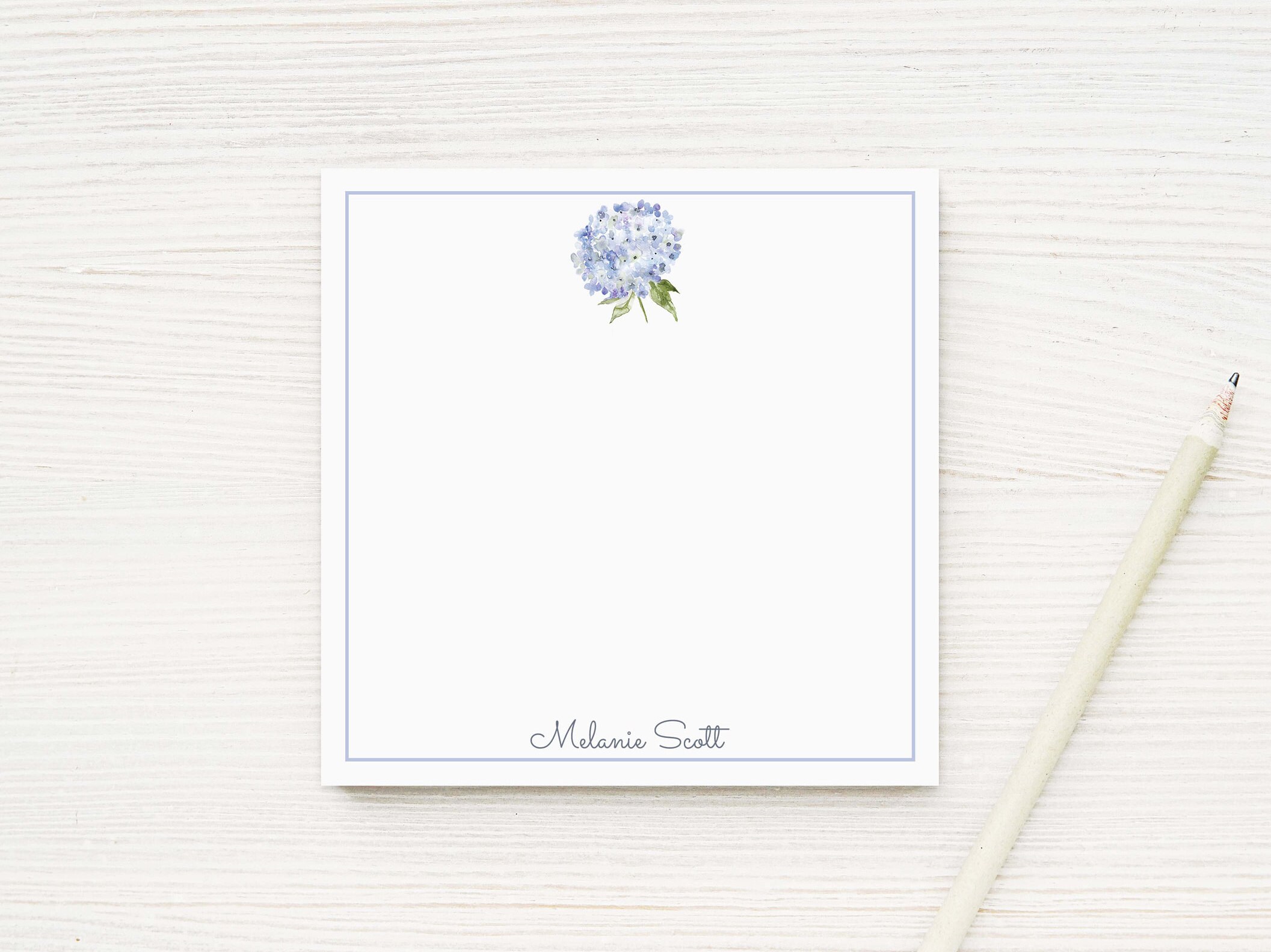 Personalized Watercolor Hydrangea Notepad, Floral Women Notepad - Etsy
