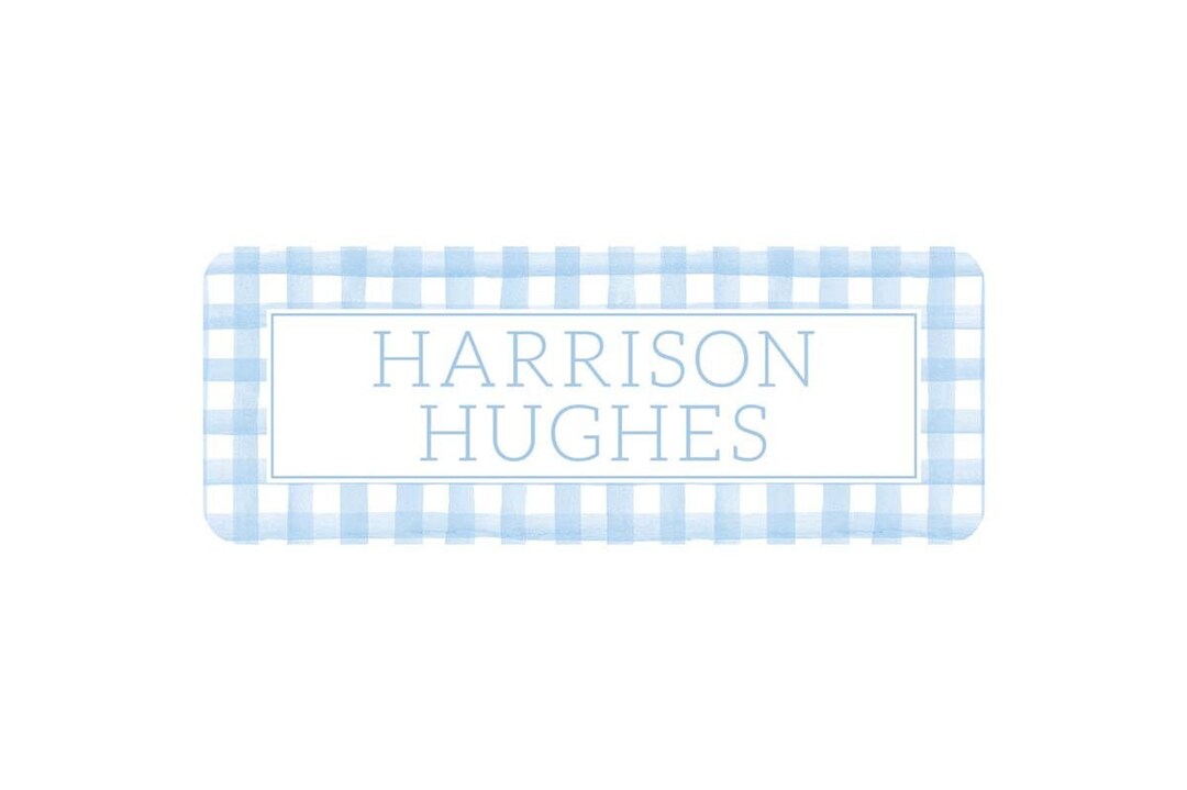 Personalized Vinyl Gingham Name Labels | *NOT Dishwasher Safe* - Etsy