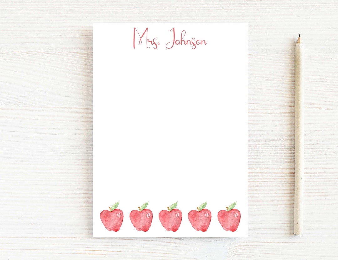 Personalized Teacher Notepad, School Apple Notepad - Etsy
