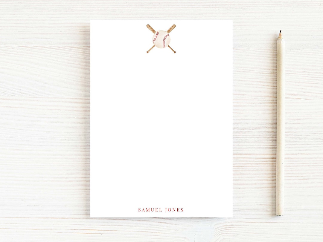 Personalized Watercolor Baseball Notepad, Boy Sports Notepad - Etsy